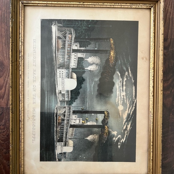Art | Midnight Race On The Mississippi Currier And Ives Lithograph 1875 ...